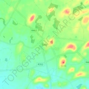 Tulla topographic map, elevation, terrain