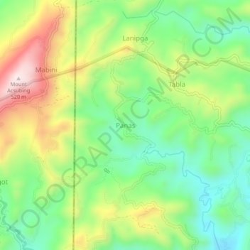 Panas topographic map, elevation, terrain
