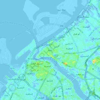 Deira topographic map, elevation, terrain