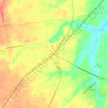 Gansevoort topographic map, elevation, terrain