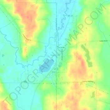 Swanville topographic map, elevation, terrain