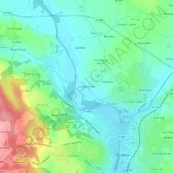 Le Gros Chêne topographic map, elevation, terrain