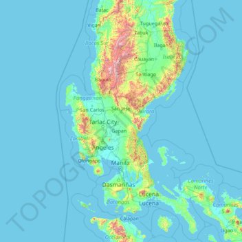 Nueva Ecija topographic map, elevation, terrain