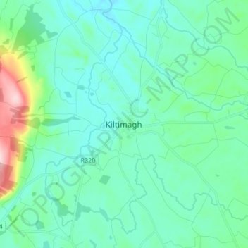 Kiltimagh topographic map, elevation, terrain