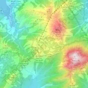 Ngong Ping Village topographic map, elevation, terrain