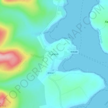Lyness topographic map, elevation, terrain