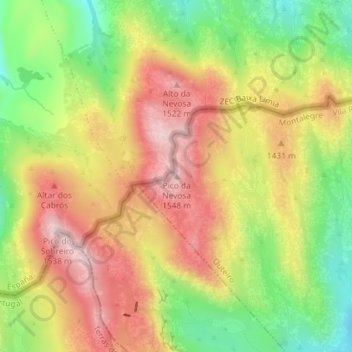 Pico da Nevosa topographic map, elevation, terrain