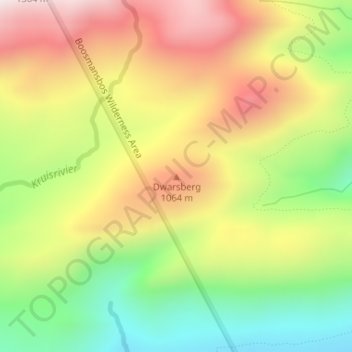 Dwarsberg topographic map, elevation, terrain