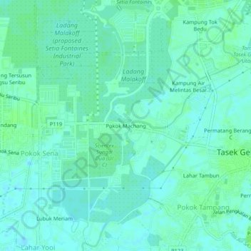 Pokok Machang topographic map, elevation, terrain