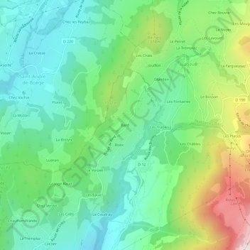 Bard topographic map, elevation, terrain