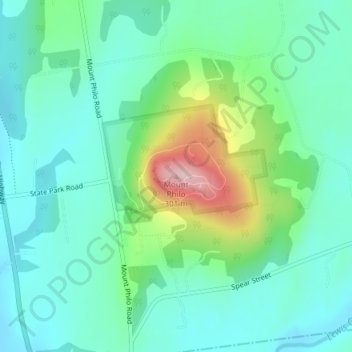 Mount Philo topographic map, elevation, terrain