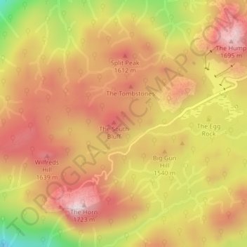 Buffalo Plateau topographic map, elevation, terrain