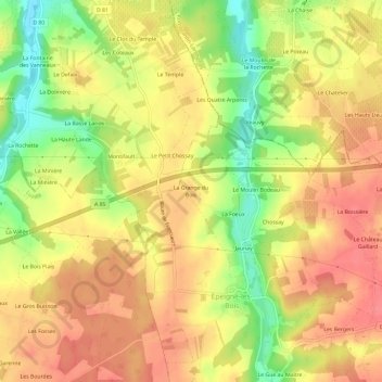 La Grange du Bois topographic map, elevation, terrain