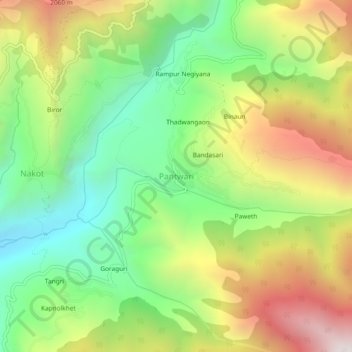 Pantwari topographic map, elevation, terrain
