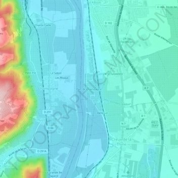 Port de Champagne topographic map, elevation, terrain