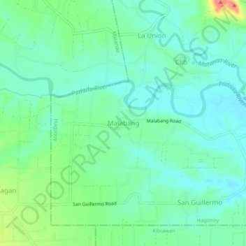 Malabang topographic map, elevation, terrain
