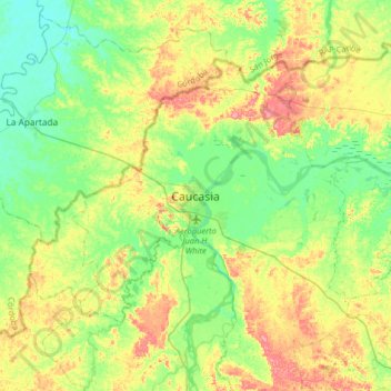 Caucasia topographic map, elevation, terrain