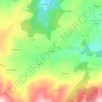 Loureses Topographic Map Elevation Terrain