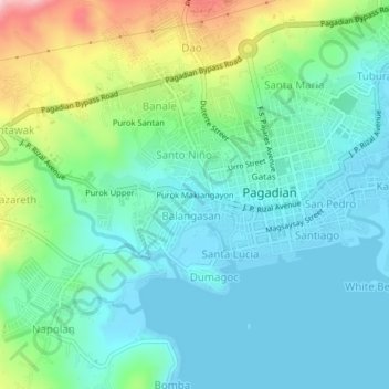 Purok Makiangayon topographic map, elevation, terrain