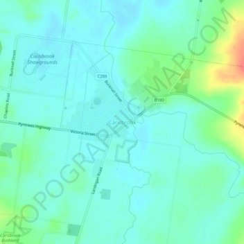 Carisbrook topographic map, elevation, terrain