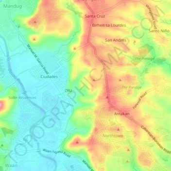 Davao City topographic map, elevation, terrain