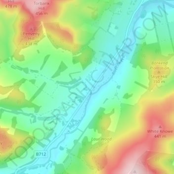 Stobo topographic map, elevation, terrain