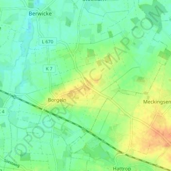 Borgeler Linde topographic map, elevation, terrain