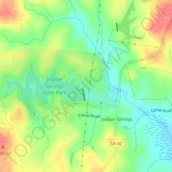 Indian Springs State Park topographic map, elevation, terrain