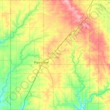 Pipestone County topographic map, elevation, terrain