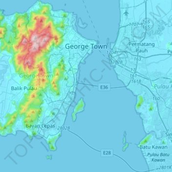 George Town topographic map, elevation, terrain