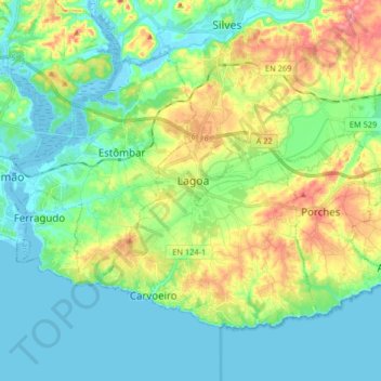 Lagoa topographic map, elevation, terrain