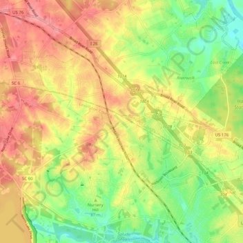 Irmo topographic map, elevation, terrain