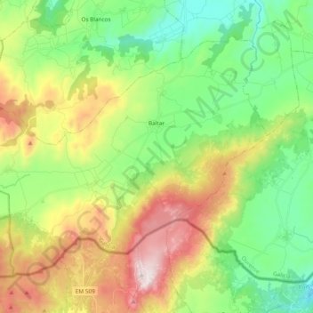 Baltar topographic map, elevation, terrain