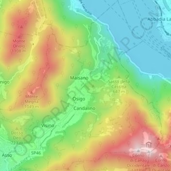 Valbrona topographic map, elevation, terrain