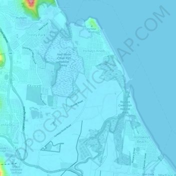 Yorkeys Knob topographic map, elevation, terrain