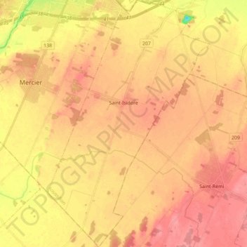 Saint-Isidore topographic map, elevation, terrain