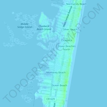 Dover Beaches North topographic map, elevation, terrain