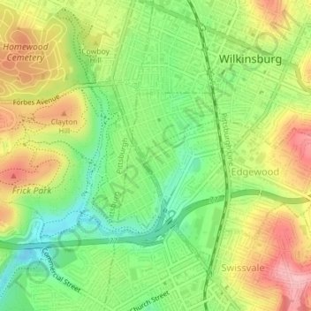 Regent Square topographic map, elevation, terrain