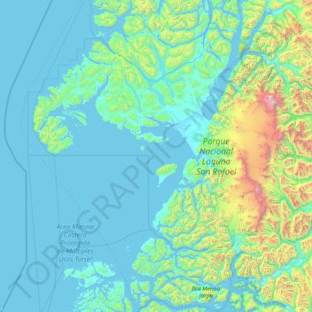 Parque Nacional Laguna San Rafael topographic map, elevation, terrain