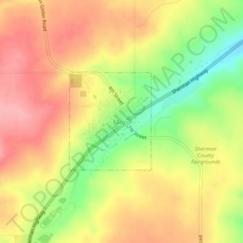 Moro topographic map, elevation, terrain