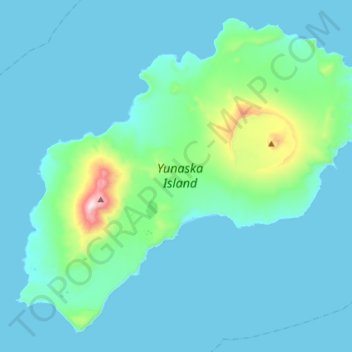 Yunaska Island topographic map, elevation, terrain