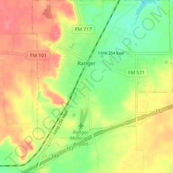 Ranger topographic map, elevation, terrain