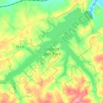Codorus State Park topographic map, elevation, terrain