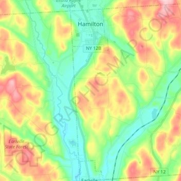 Town of Hamilton topographic map, elevation, terrain