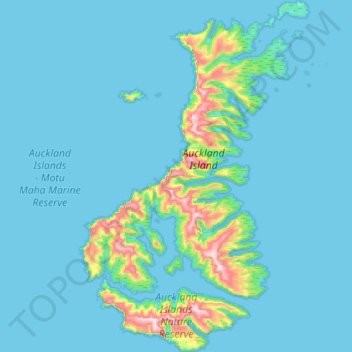 Auckland Islands topographic map, elevation, terrain