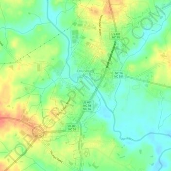 Louisburg topographic map, elevation, terrain