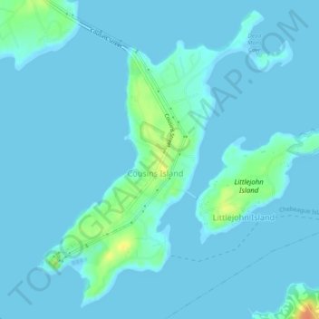 Cousins Island topographic map, elevation, terrain