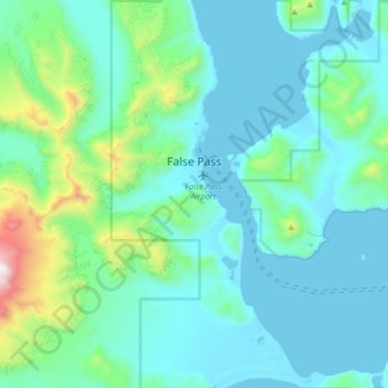 False Pass topographic map, elevation, terrain