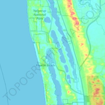 Preston Beach topographic map, elevation, terrain