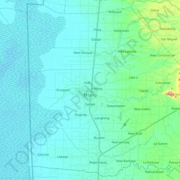 M'lang topographic map, elevation, terrain